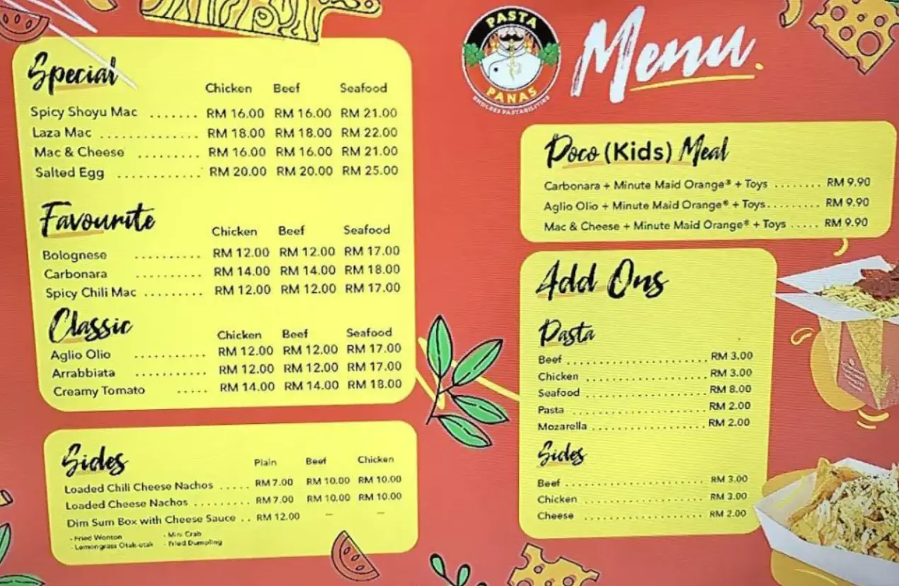 Pasta Panas Menu Malaysia Prices 2025