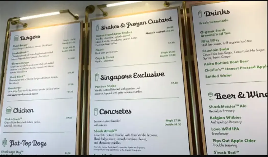 Shake Shack Menu Singapore Prices 2025